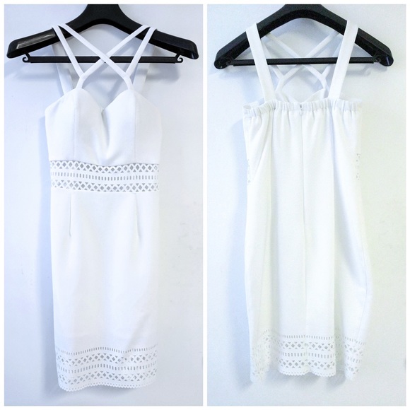 Designers Originals | Dresses | Designer White Cut Out Bodycon Pencil ...
